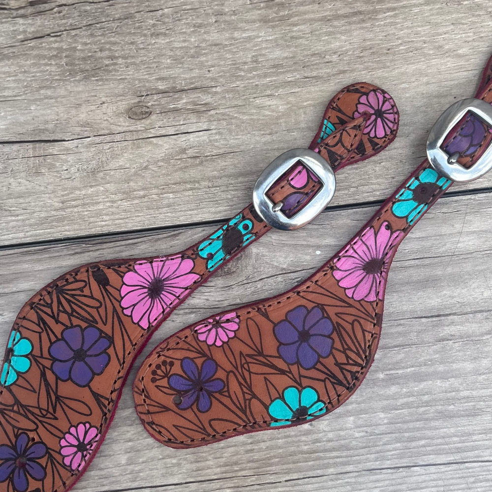 Bally Tack Western Leather Spur Straps-Daisy Bliss – Double C Saddlery ...